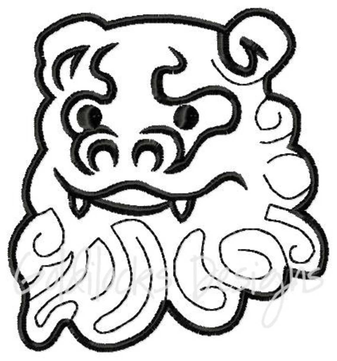Shisa Head Japan Embroidery Design in Both Left and Right - Etsy