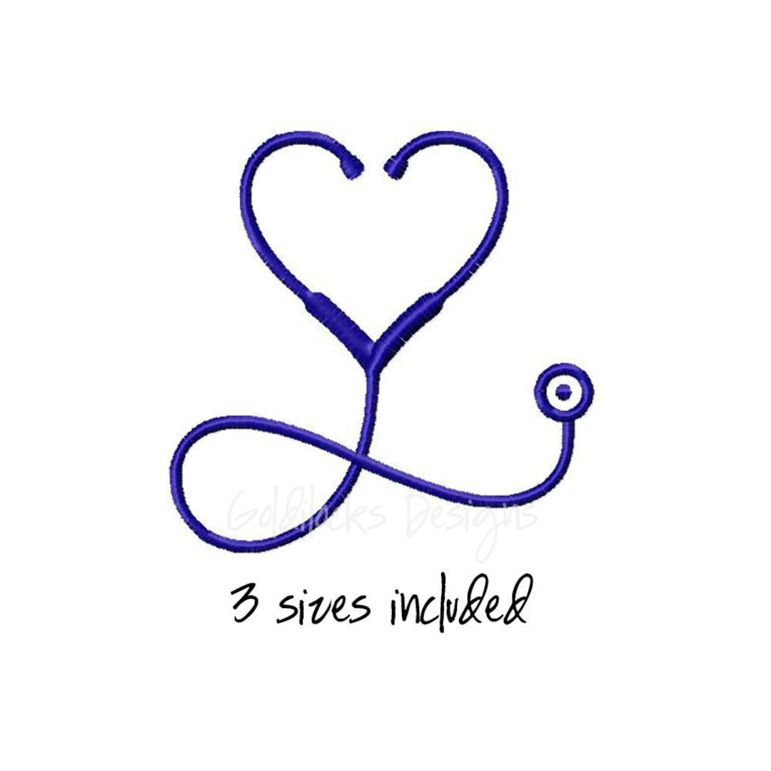 Stethoscope Heart Embroidery Design in Fill and Outline in 3 - Etsy