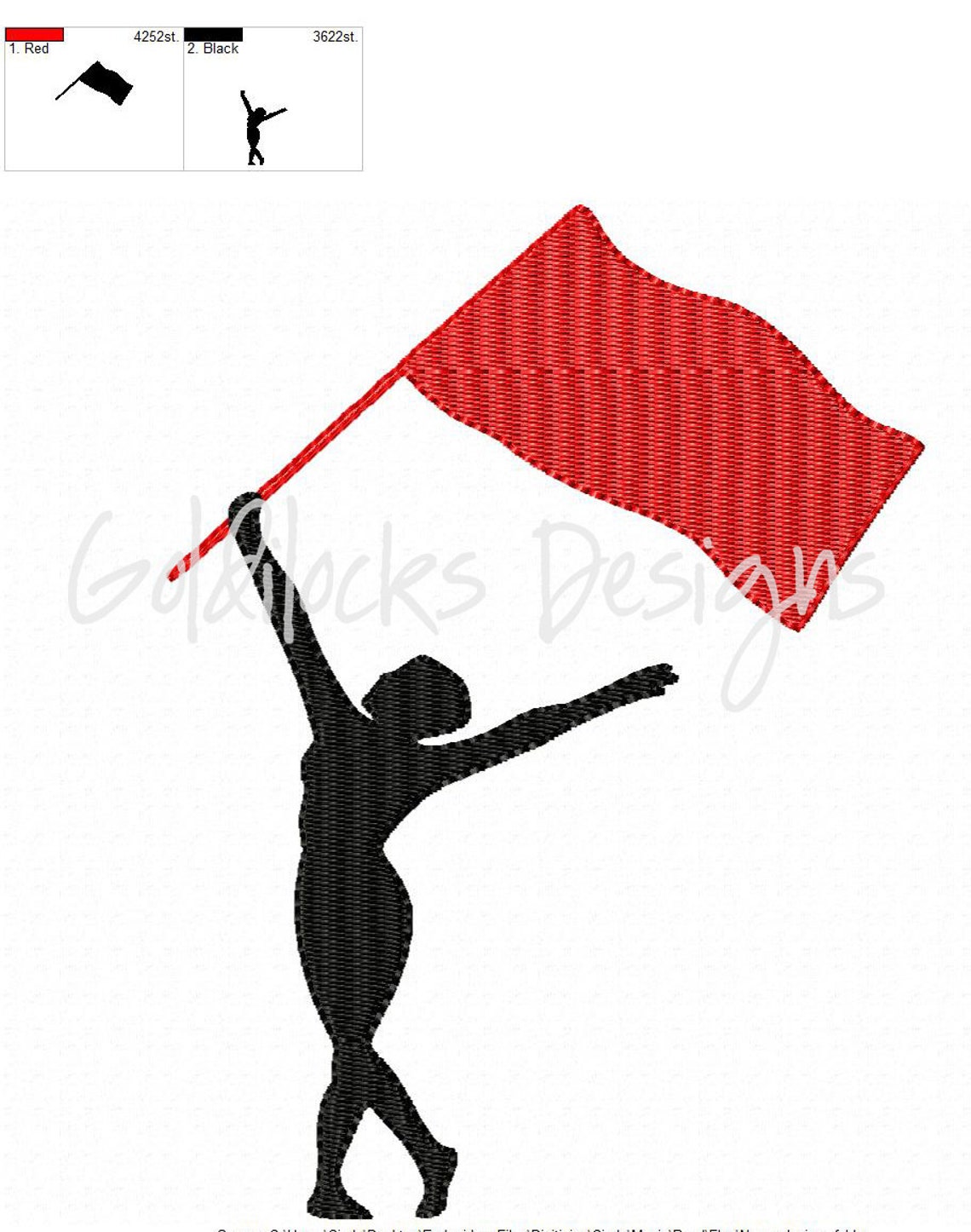 Color Guard Flag Twirler Pose Silhouette Embroidery Design 3 - Etsy