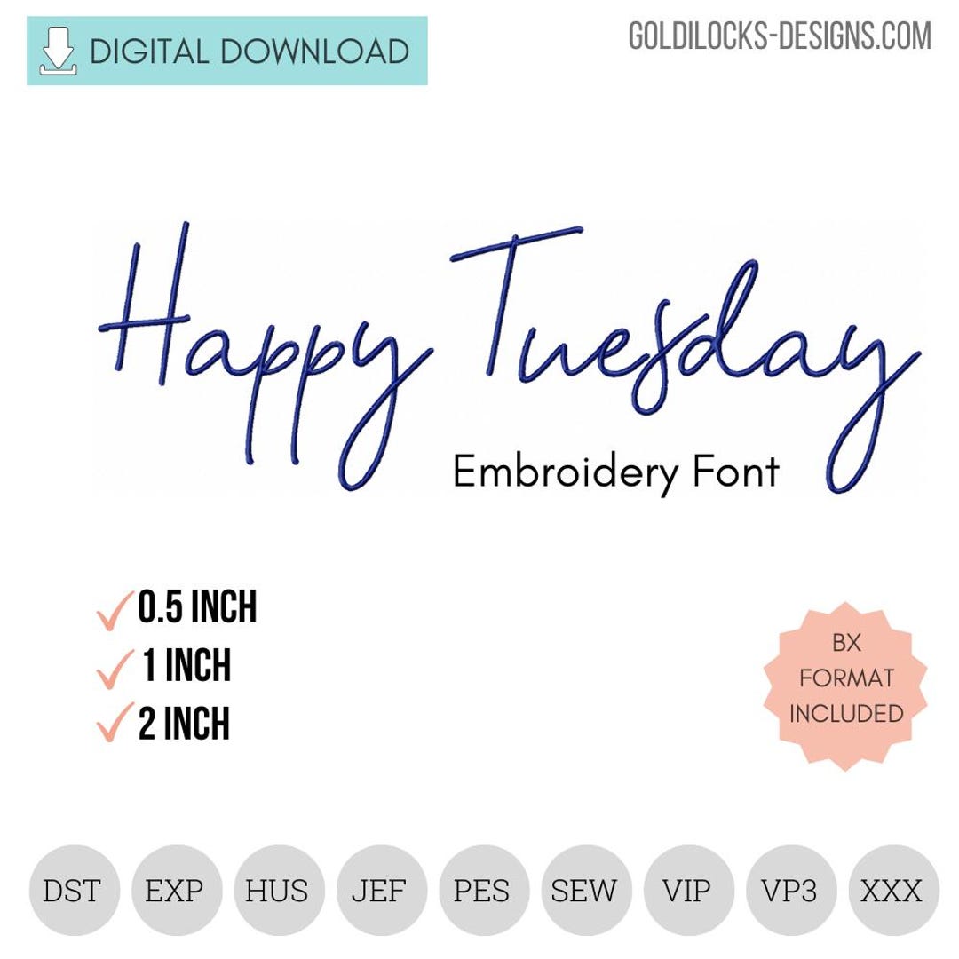 Happy Tuesday Cute & Playful Trendy Script Handwriting Hand Lettering ...