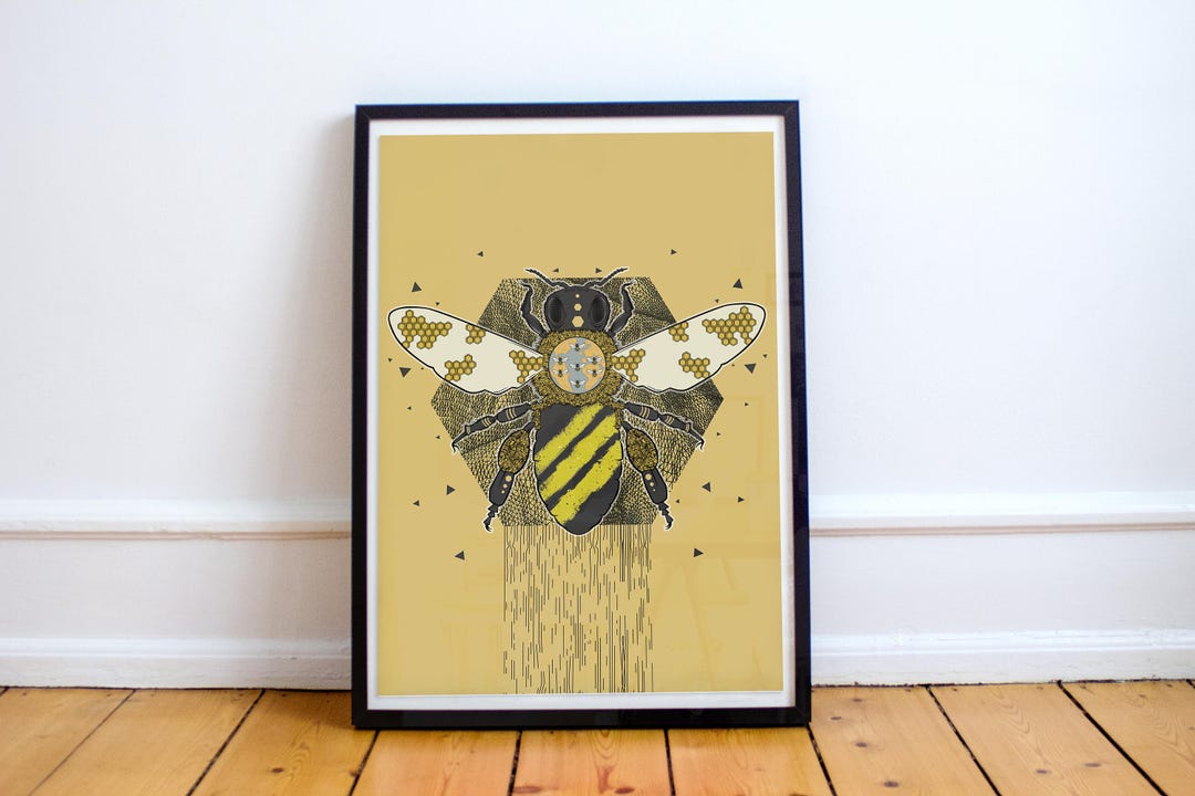 Manchester Bee Art / Illustration print / Poster - Etsy