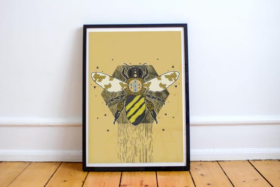 Manchester Bee Art / Illustration print / Poster | Etsy