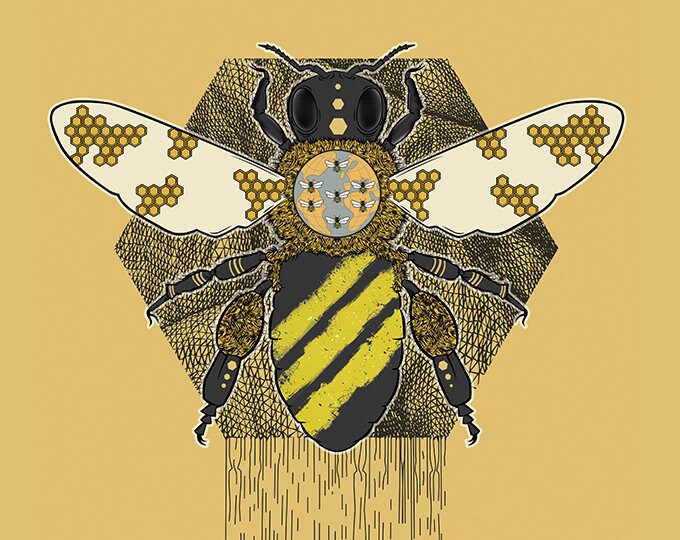 Manchester Bee Art / Illustration print / Poster - Etsy