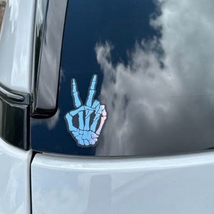 Peace Sign Skeleton Hand Adhesive Decal, You Choose the Size and Color ...