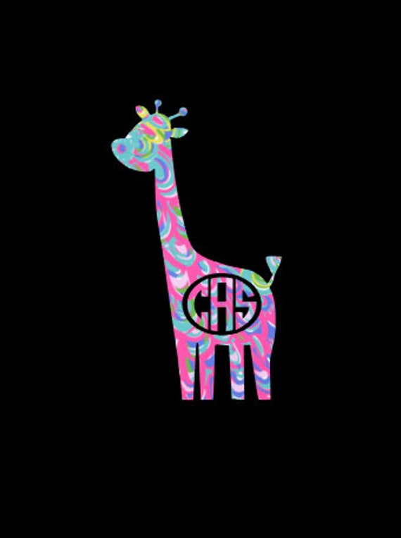 Giraffe Decal With Monogram in Your Choice of Fun Preppy | Etsy