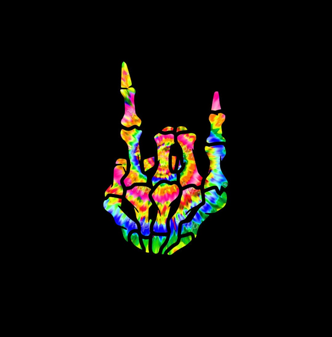 Preppy Pattern Skeleton Hand Rock Symbol Adhesive Decal, You Choose the ...