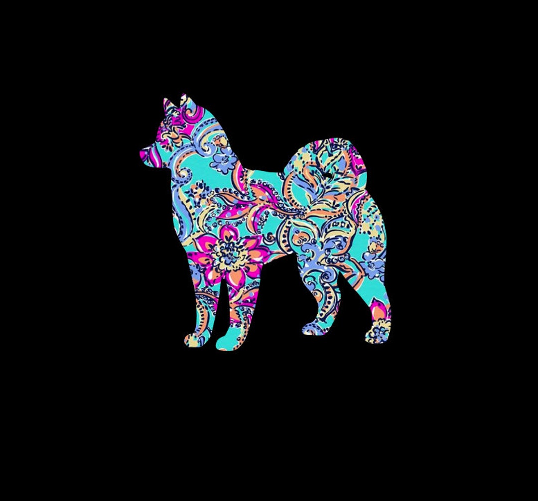 Siberian Husky Patterned Vinyl Dog Decal in Your Choice of Preppy ...