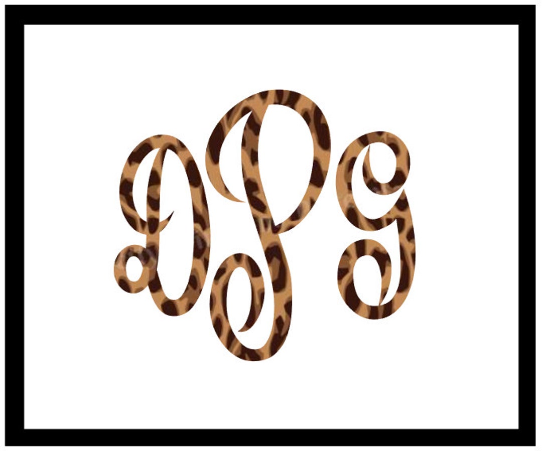 Elegance Fancy Leopard Print Monogram Decal Script Monogram - Etsy