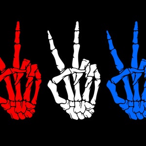 Peace Sign Skeleton Hand Adhesive Decal, You Choose the Size and Color ...