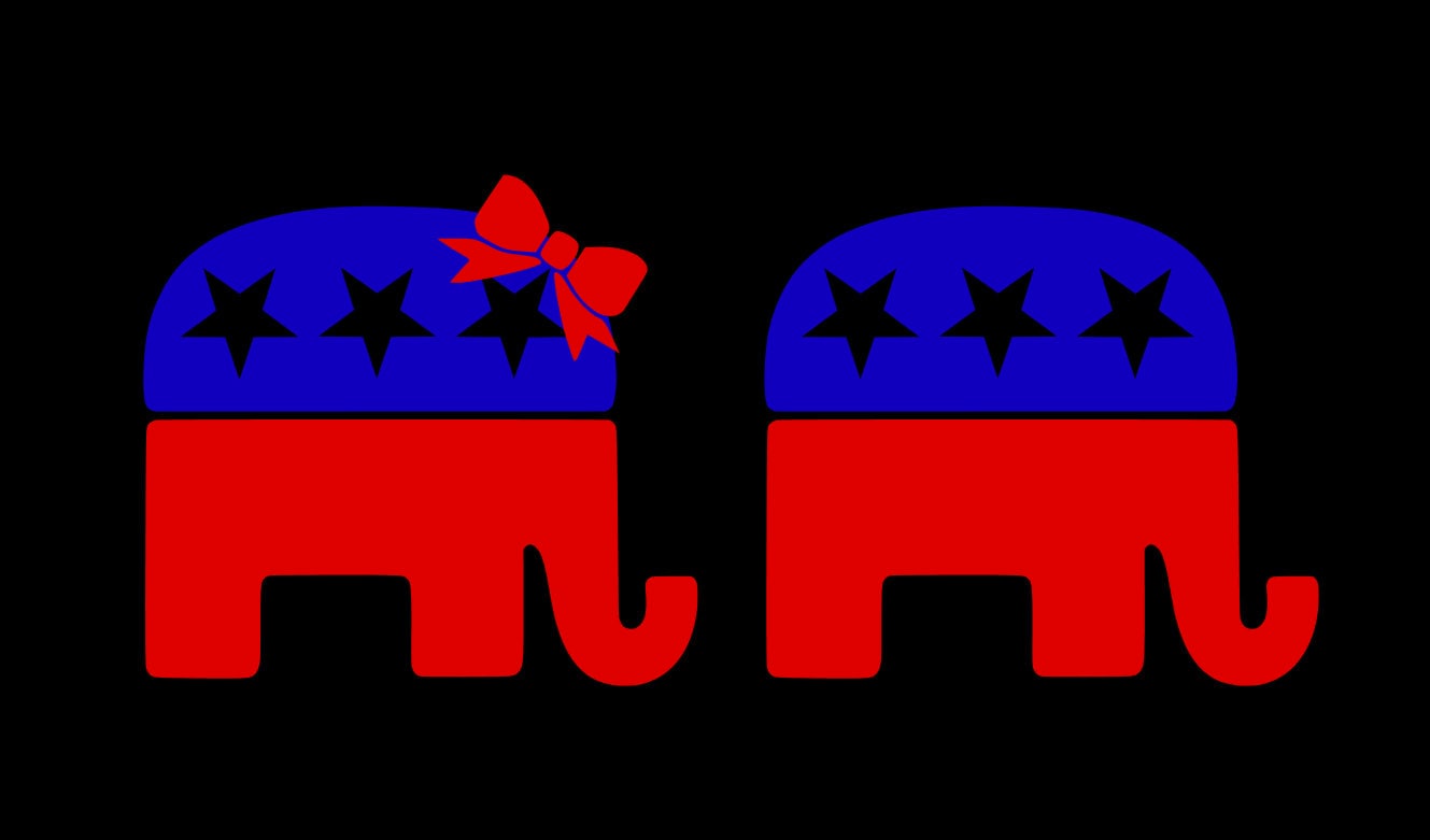 GOP Republican Elephant Decal, With or Without Bow, Choice of Color and ...