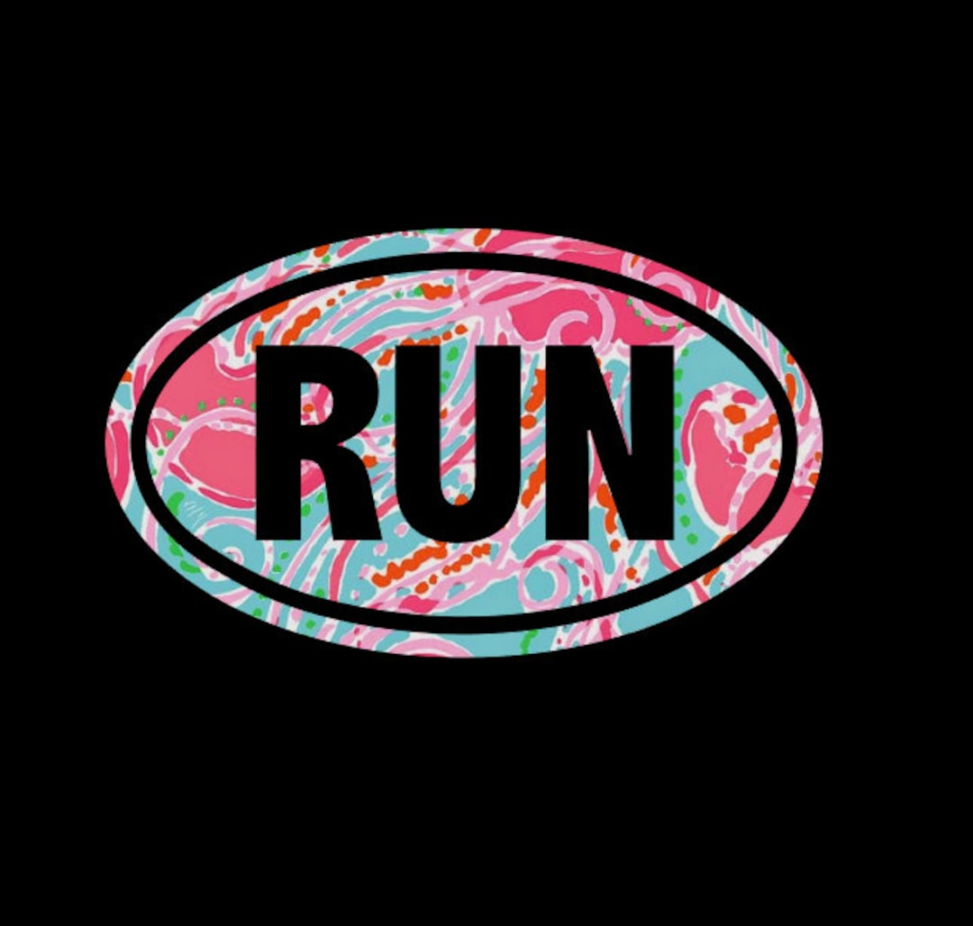 RUN Euro Decal, Preppy Print Vinyl, Choice of Pattern and Size, Running ...