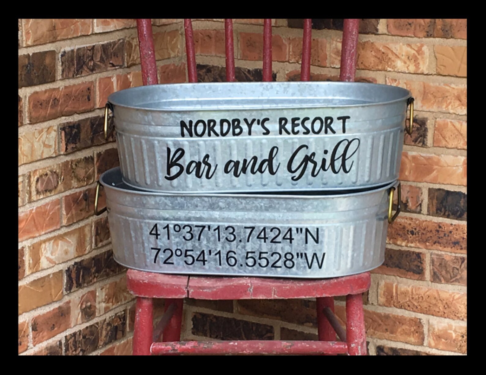 Galvanized, Personalized Oval Beverage Bucket Tub With Handles ...