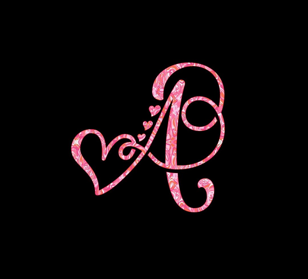 Swirls and Hearts Single Initial Monogram Decal ~ Preppy Prints ...