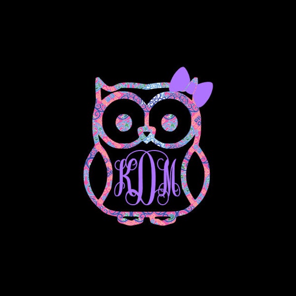 Owl Monogram Decal - Etsy