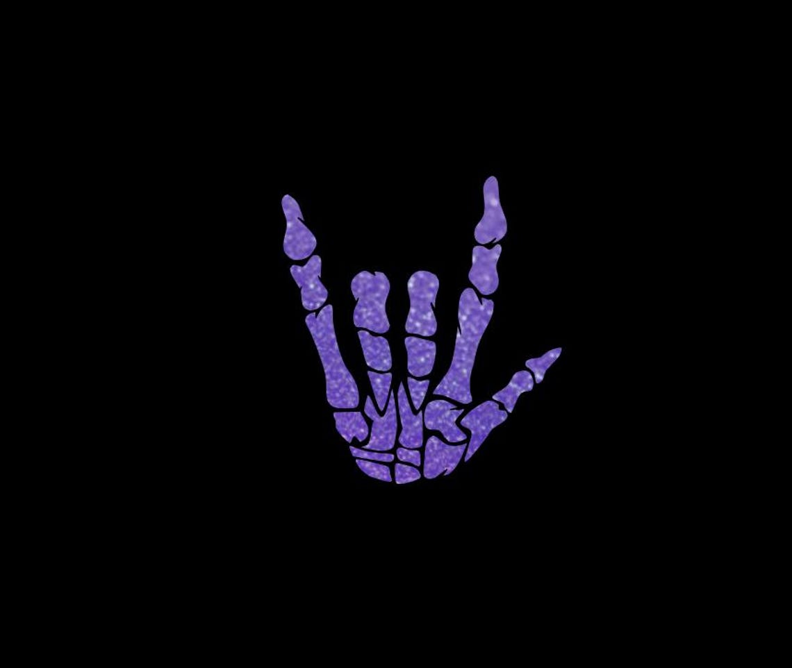 Glitter Skeleton Hand I Love You Adhesive Decal Sign Language, Choice ...