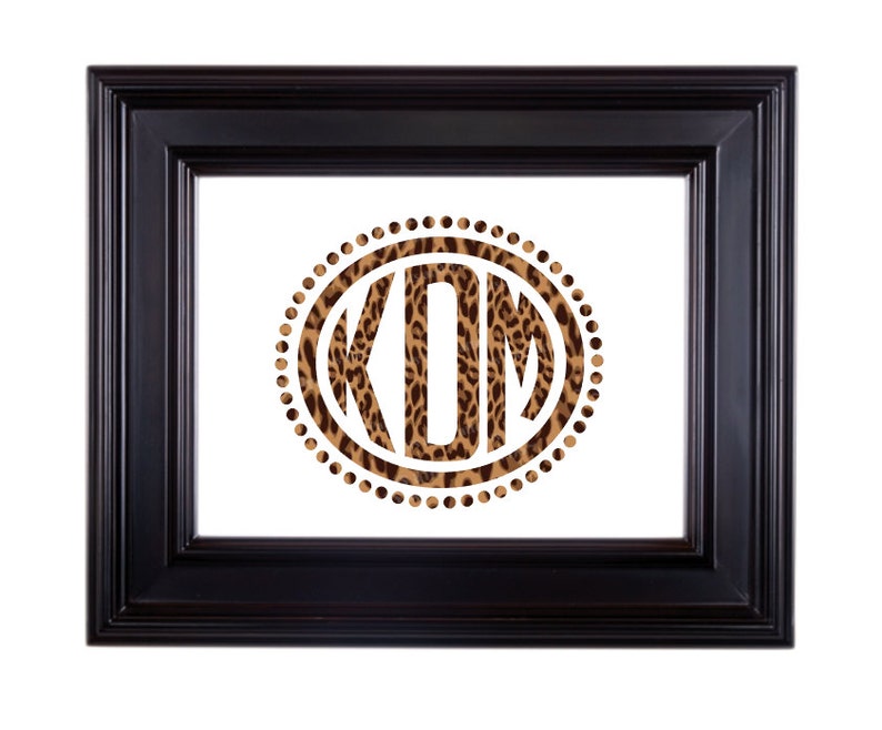 Oval Dot Leopard Print Monogram Decal Script Monogram - Etsy