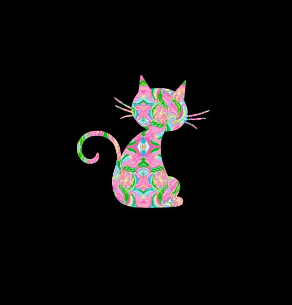 Cat Kitty Kitten Preppy Print Inspired Decal Car Decal | Etsy