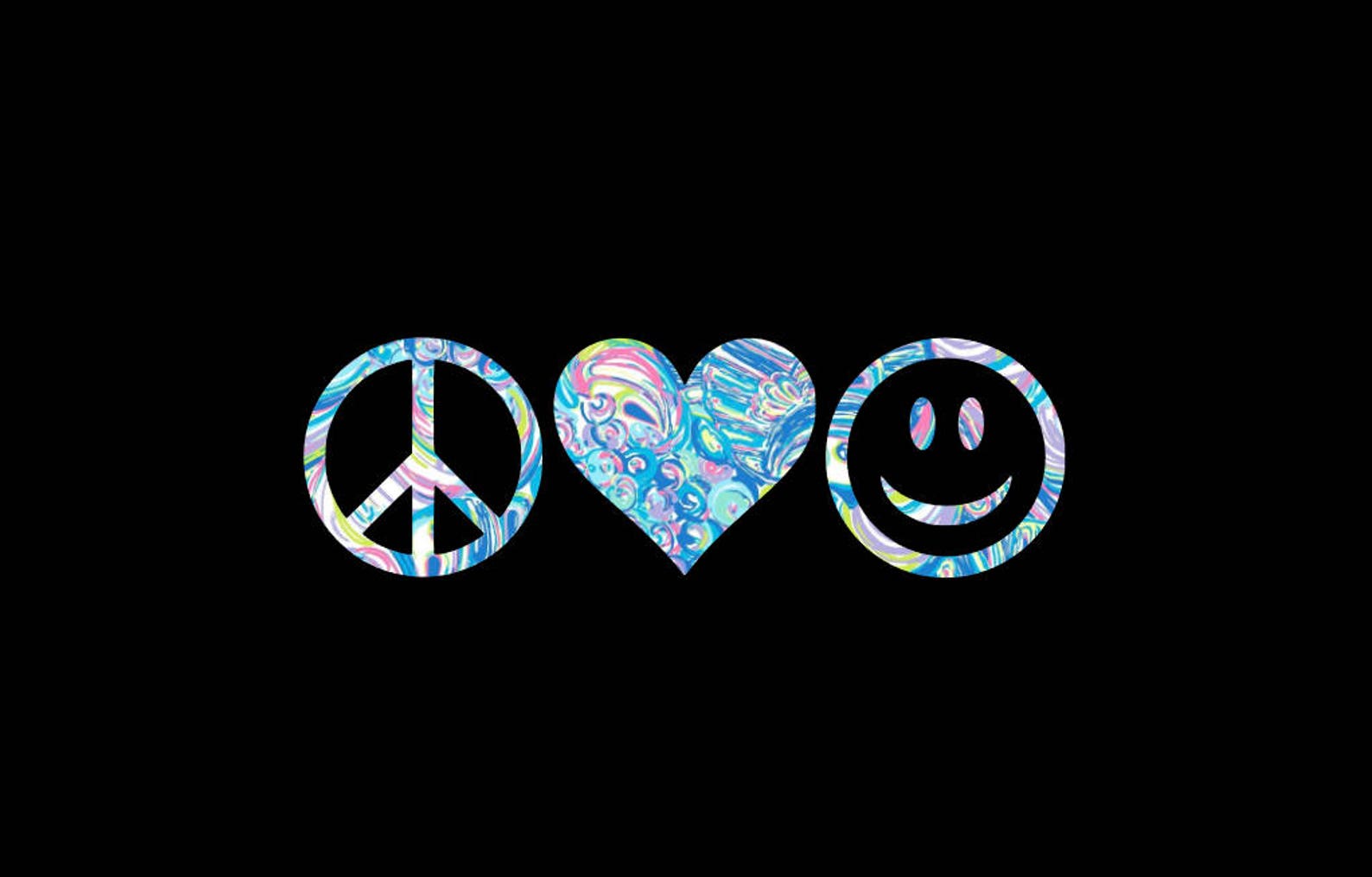 Peace Love and Happiness Vinyl Preppy Print Car Decal in - Etsy