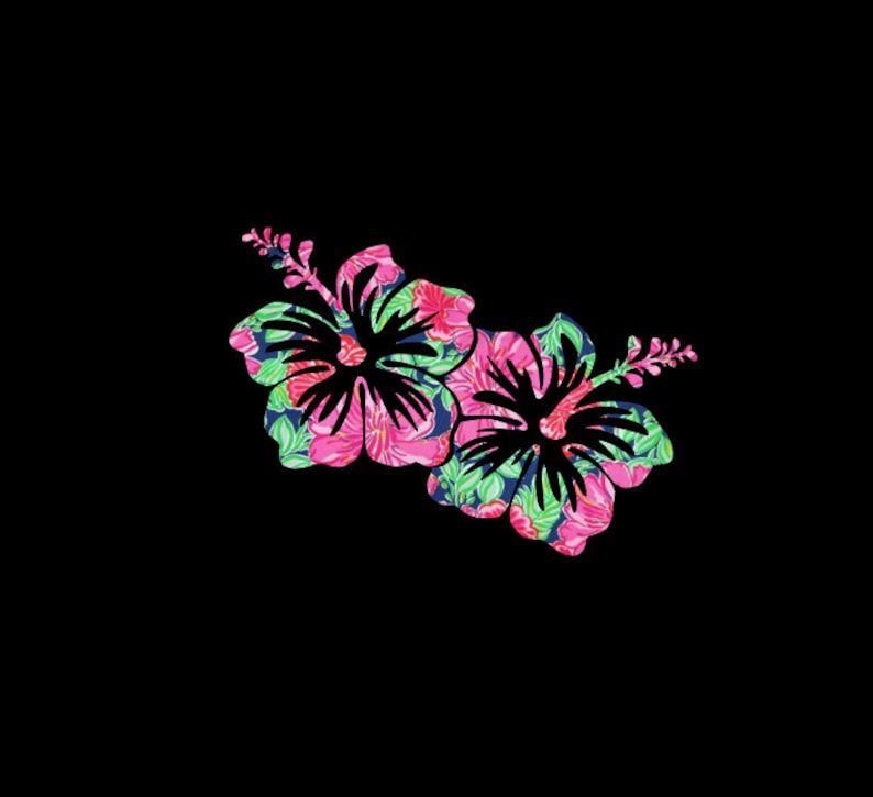 Double Hibiscus Flower Decal in Your Favorite Preppy Prints - Etsy