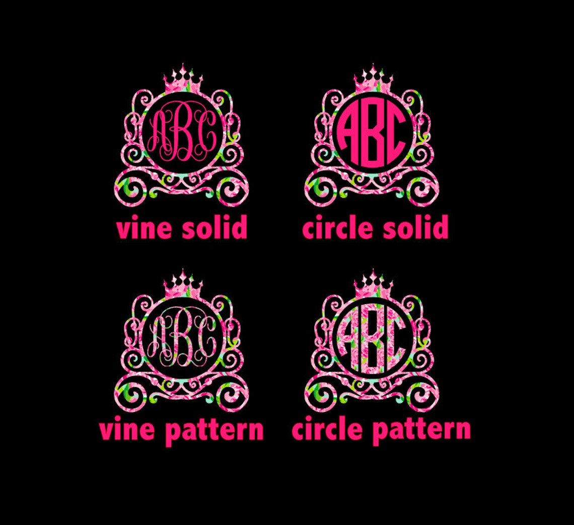Princess Carriage Monogram Decal Complete in Pretty Patterns | Etsy