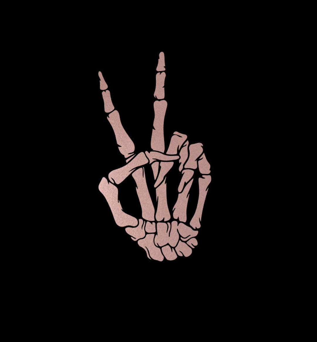 Peace Sign Skeleton Hand Adhesive Decal, You Choose the Size and Color ...