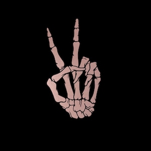 Peace Sign Skeleton Hand Adhesive Decal, You Choose the Size and Color ...