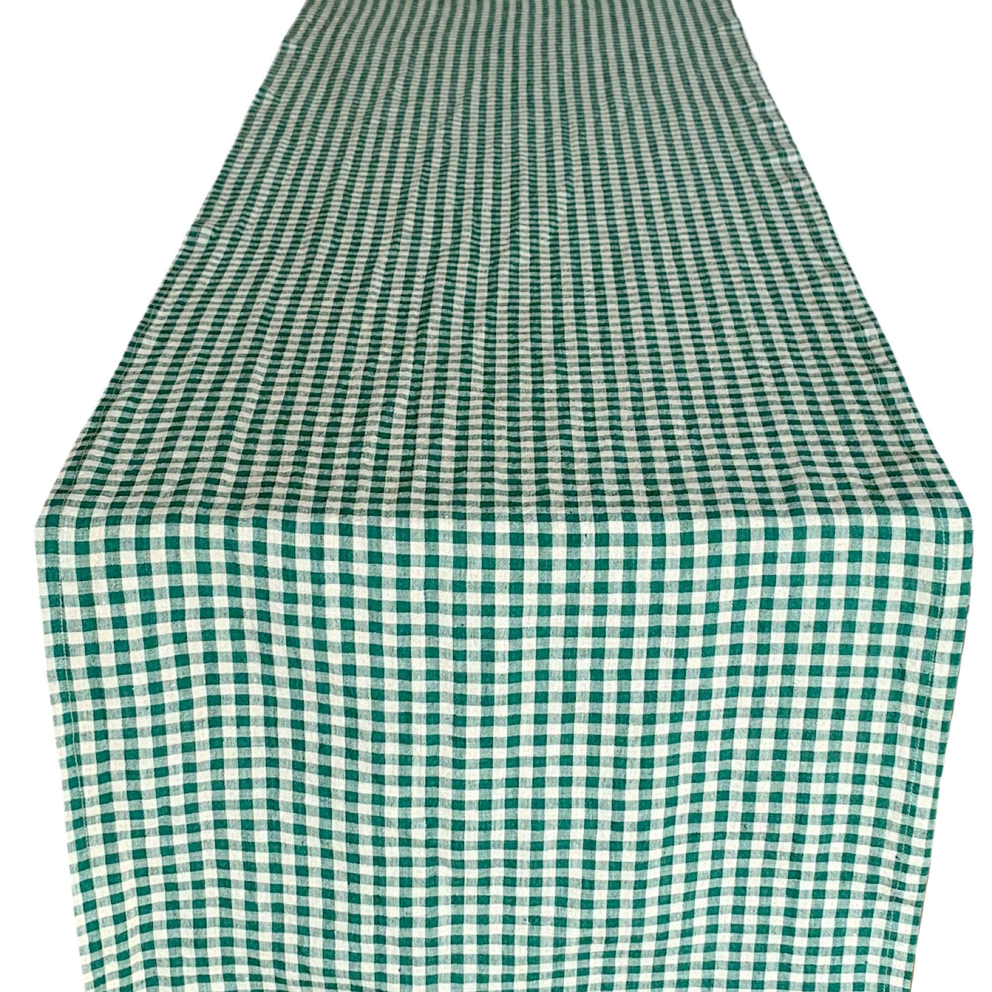 Forest Green Checkered Linen Table Runner. - Etsy