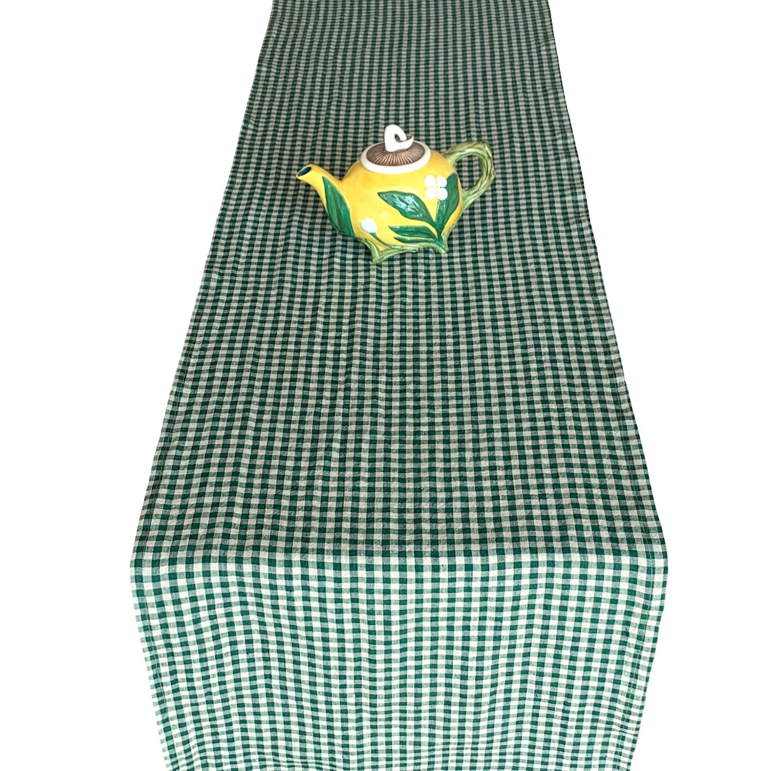 Forest Green Checkered Linen Table Runner. - Etsy