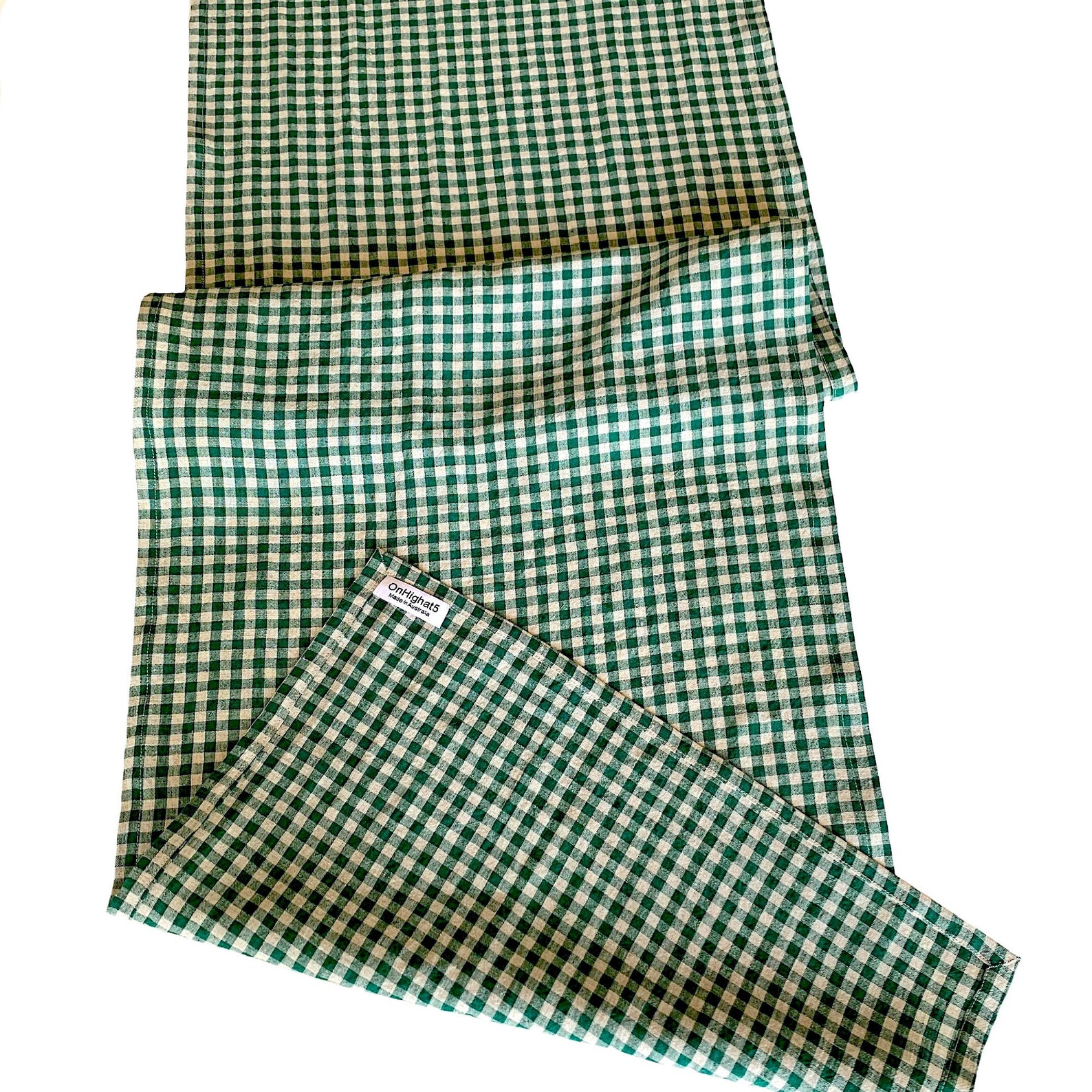 Forest Green Checkered Linen Table Runner. - Etsy