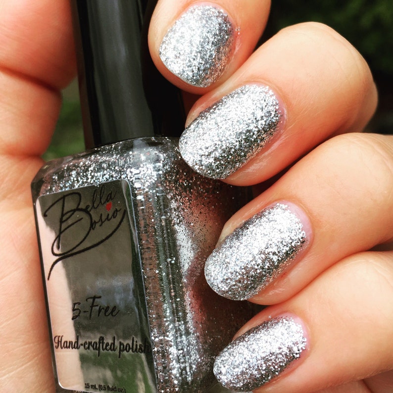 True Silver Silver Glitter Nail Polish Full Size 15ml Etsy
