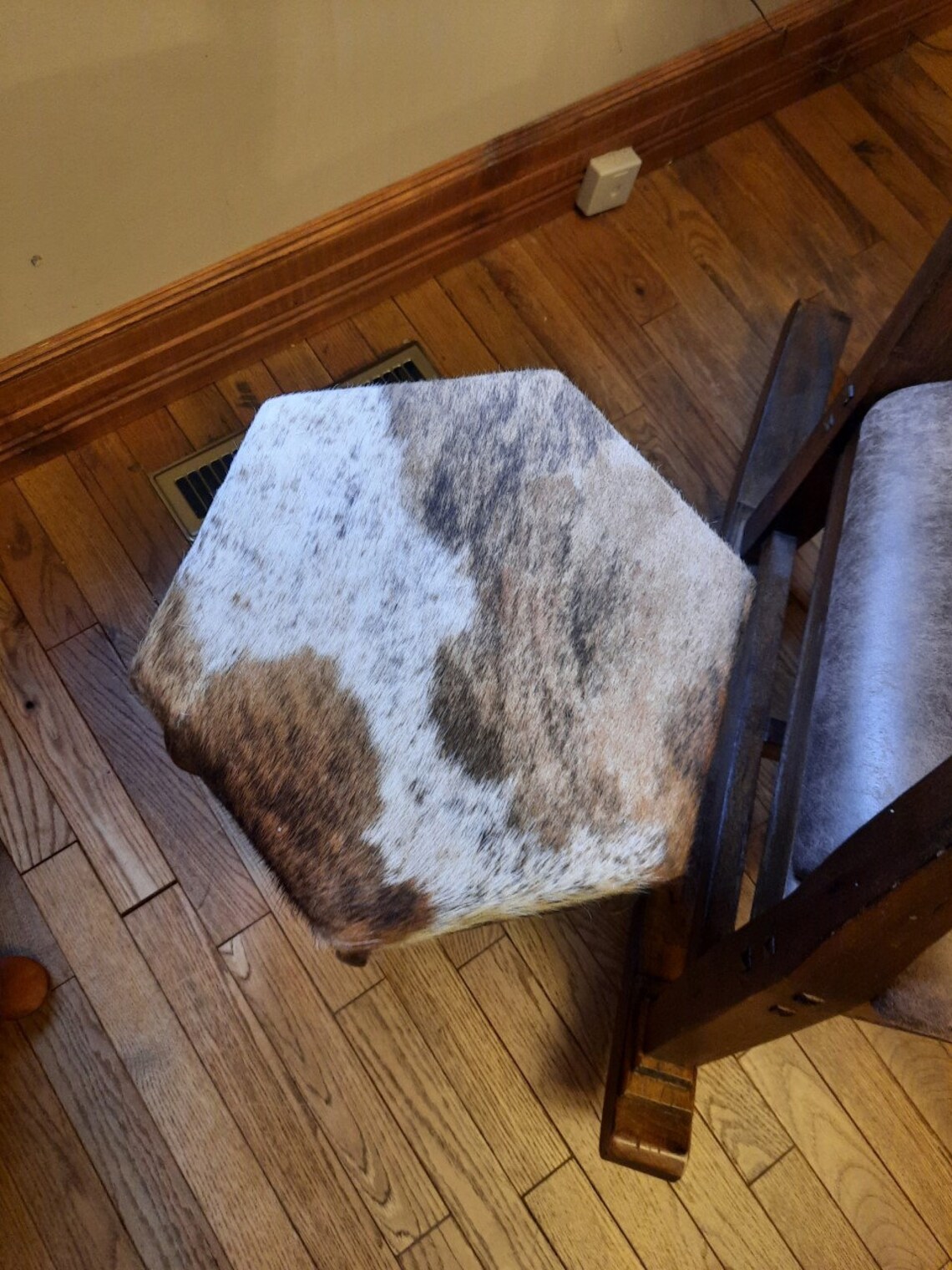 UNIQUE Genuine Brindle Cow Hide Cowhide Top Home Decor Ottoman | Etsy