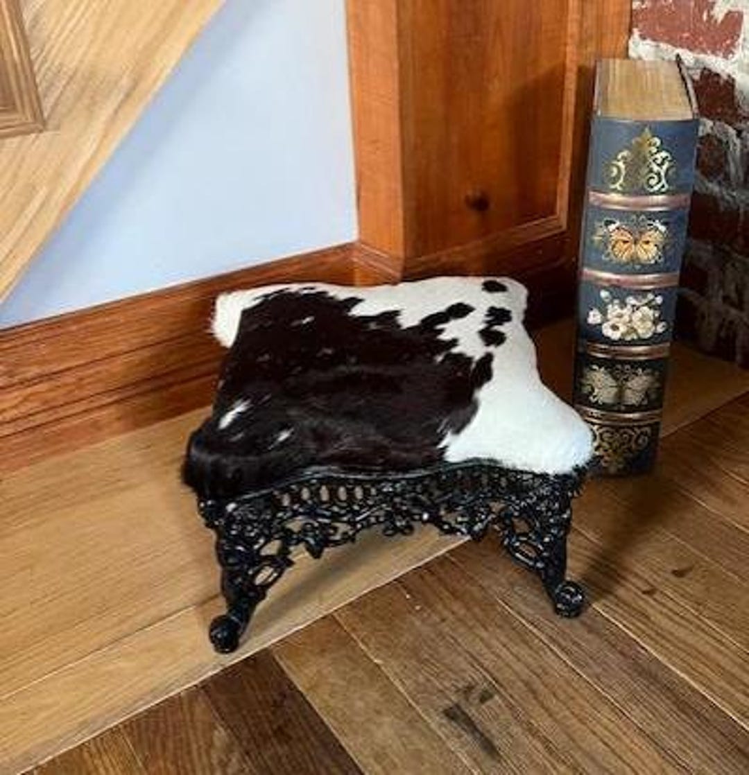 Highly Ornate VICTORIAN Cushioned Cast Iron Foot Stool Pouffe Ottoman ...