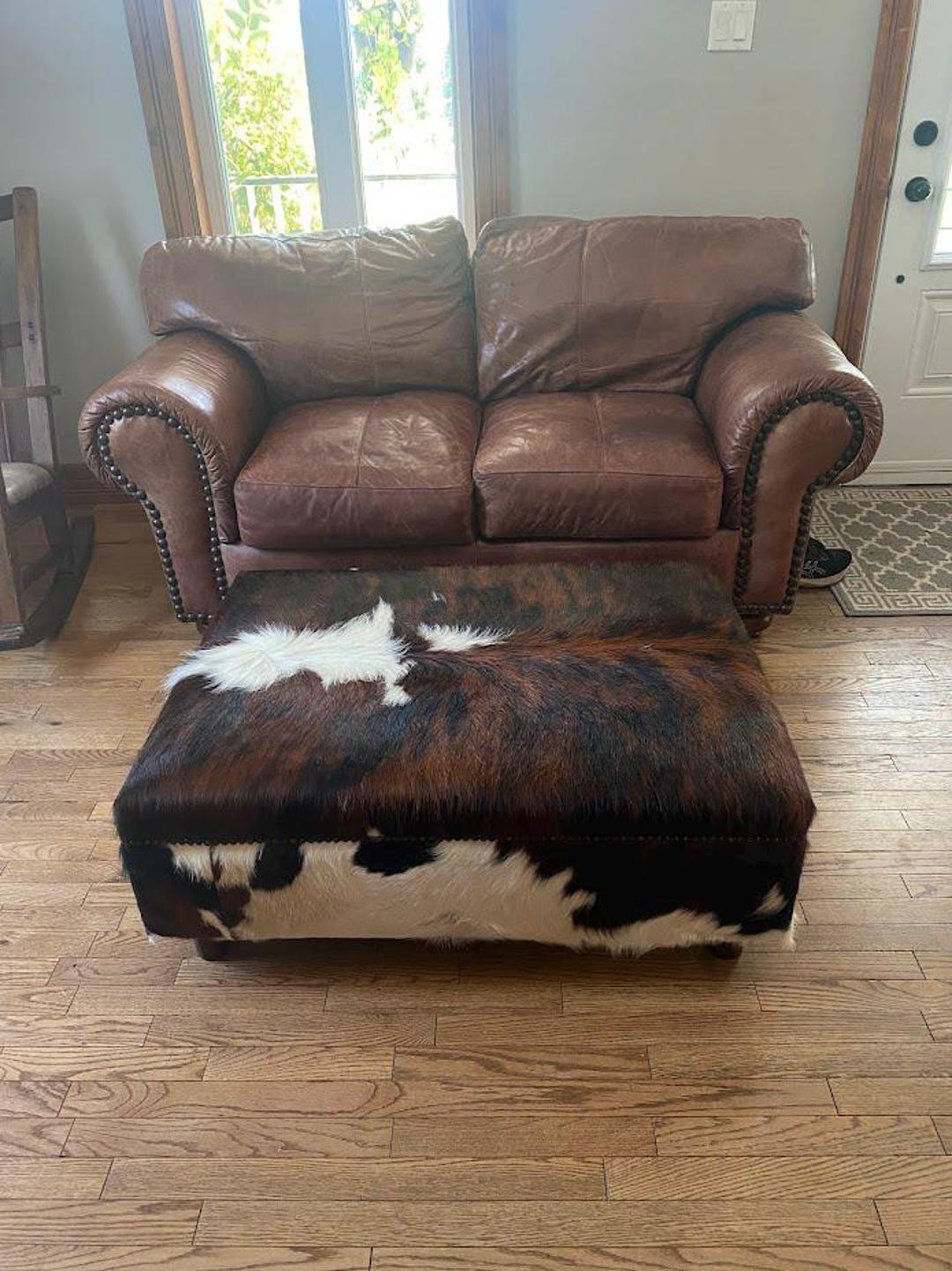 Genuine Brazilian Tri Color Cow Hide Cowhide Western Home Decor Ottoman ...