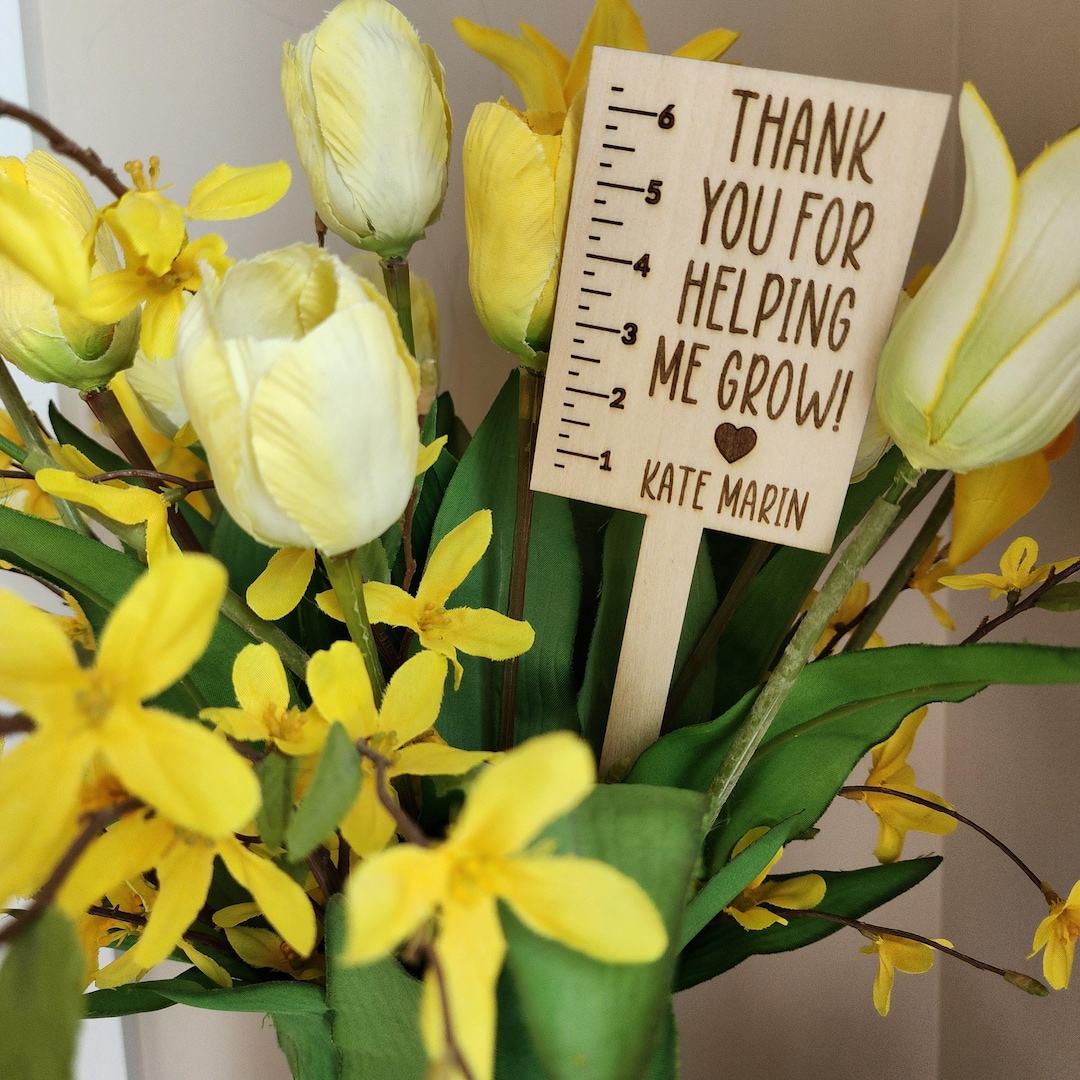 Personalized Teacher Gift, Thank You for Helping Me Grow Plant Stake ...