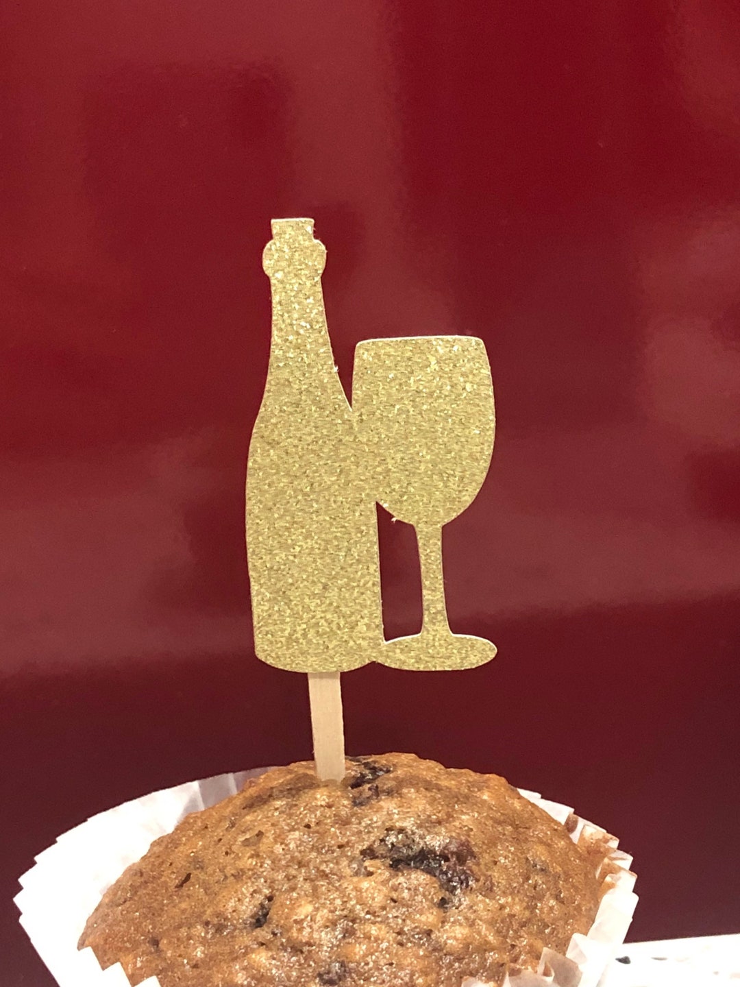 Champagne Toppers (2”) Set of 12 | Cupcake Toppers | Wine Glasses ...