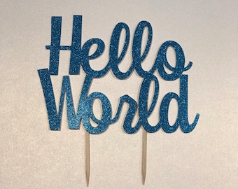 Hello World Cake Topper - Etsy