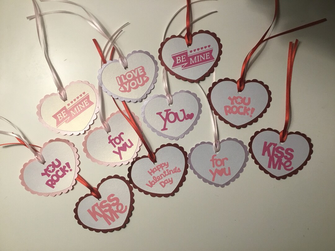 Valentine’s Day Heart Gift Tags (3”) Set of 12 | Be Mine | You Rock ...
