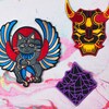 Mecha Oni Mask Embroidered Patch / Neon Red Demon Mask / Japanese ...