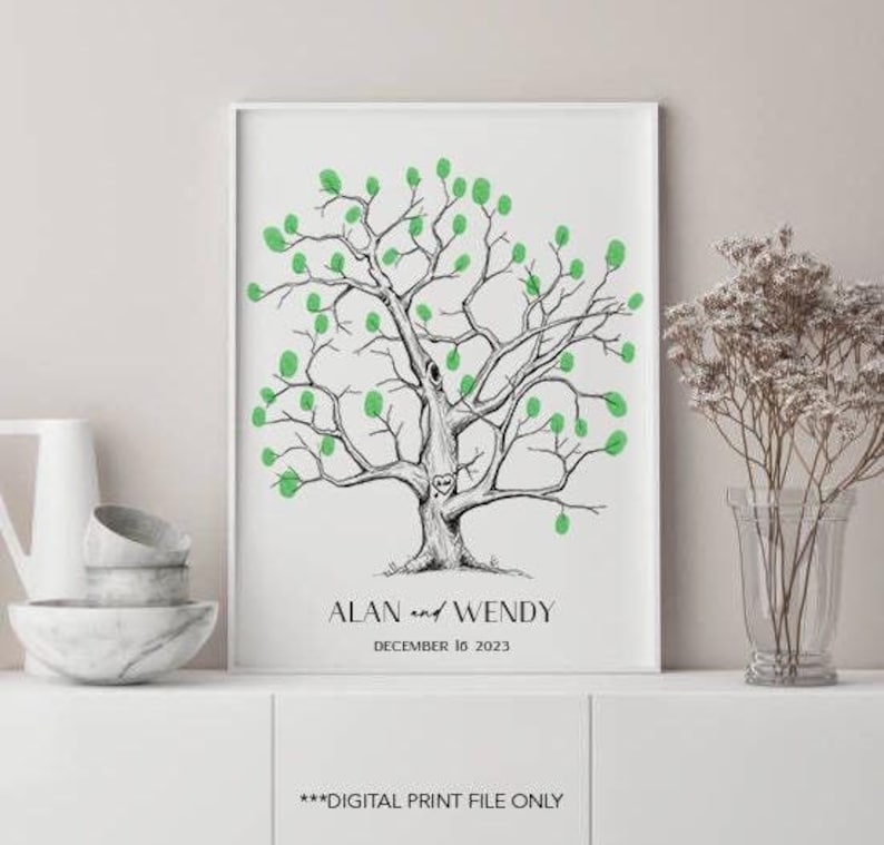 Fingerprint Tree Guestbook Alternative, Custom Thumbprint Tree Guest ...