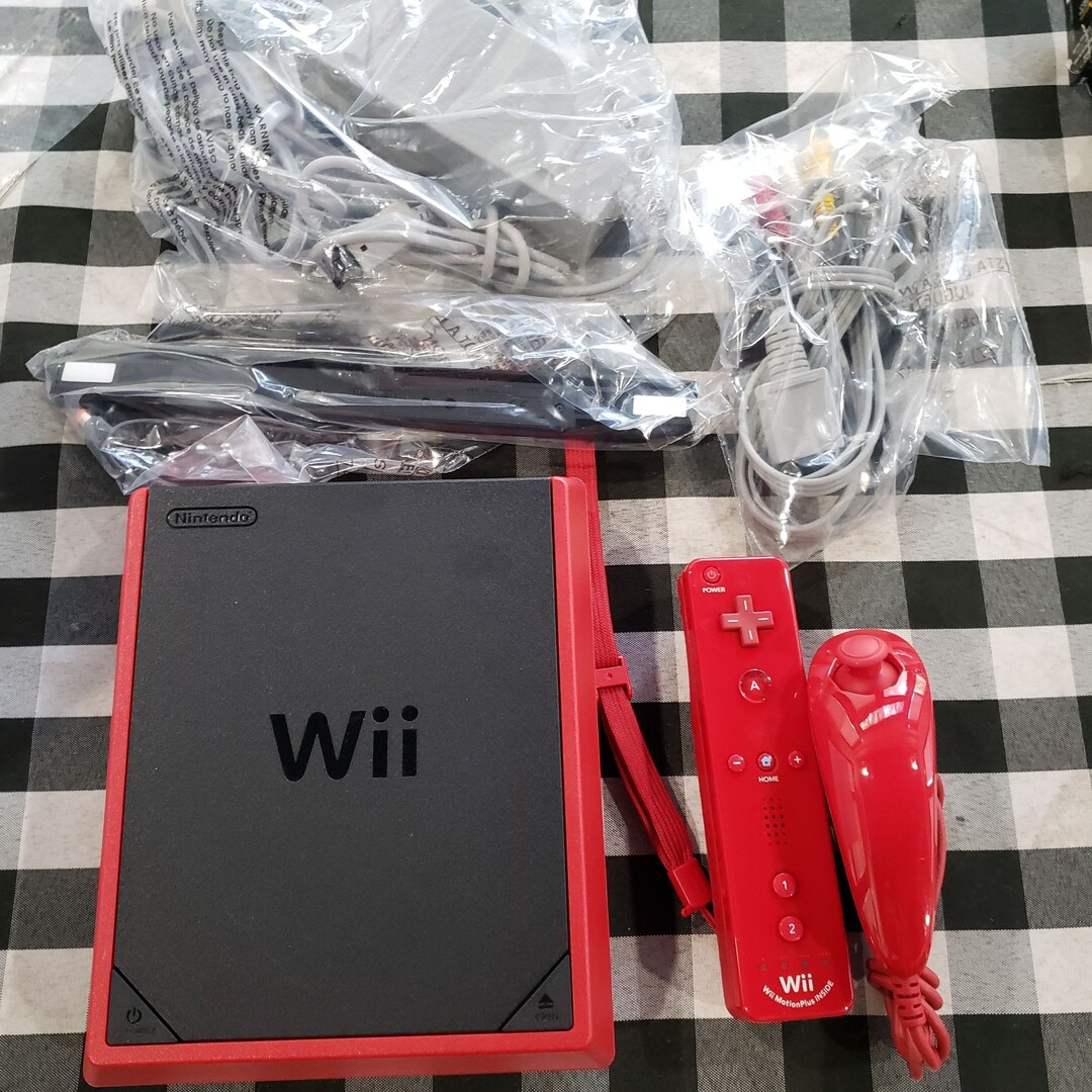 Red Wii Mini Console Motionplus Remote Full System Genuine - Etsy