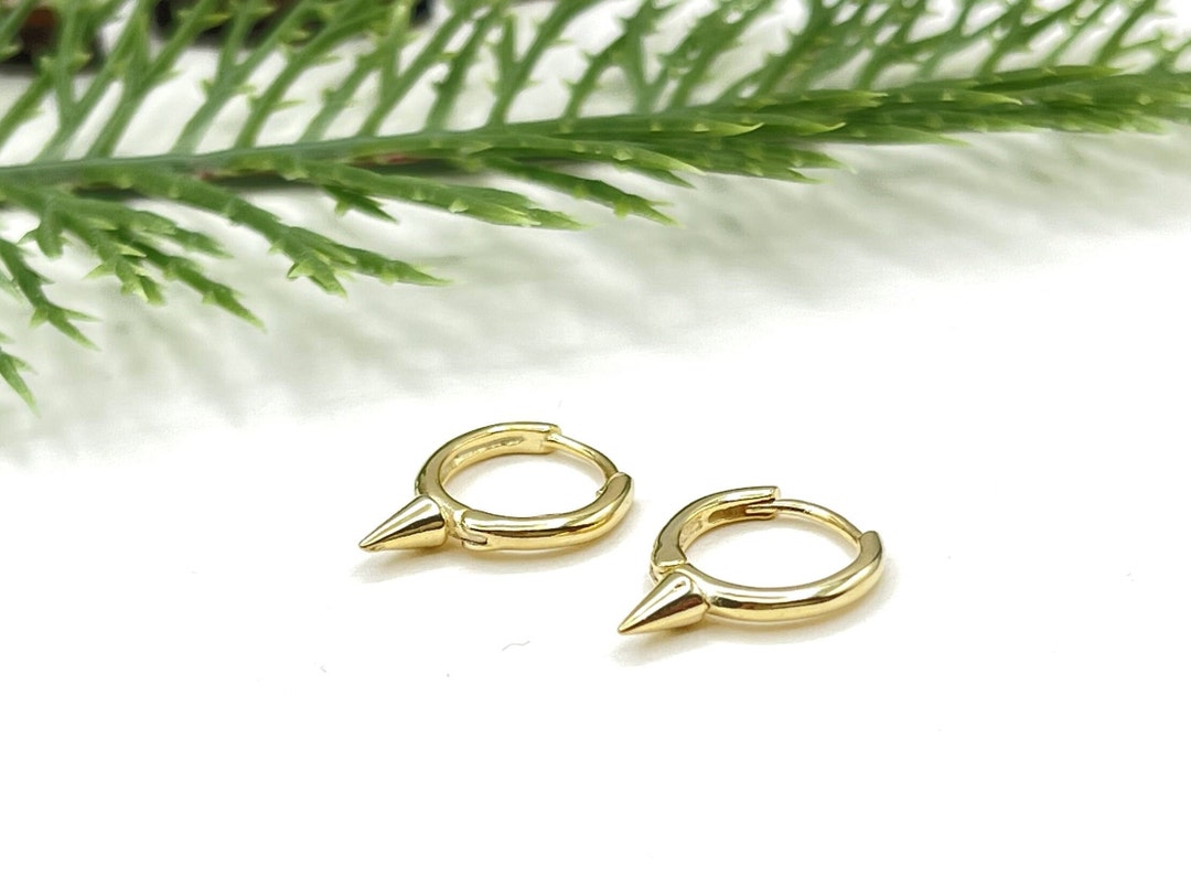 Tiny Spike Hoops, Small Gold Hoops, Huggie Hoops, Endless Hoop Earrings ...
