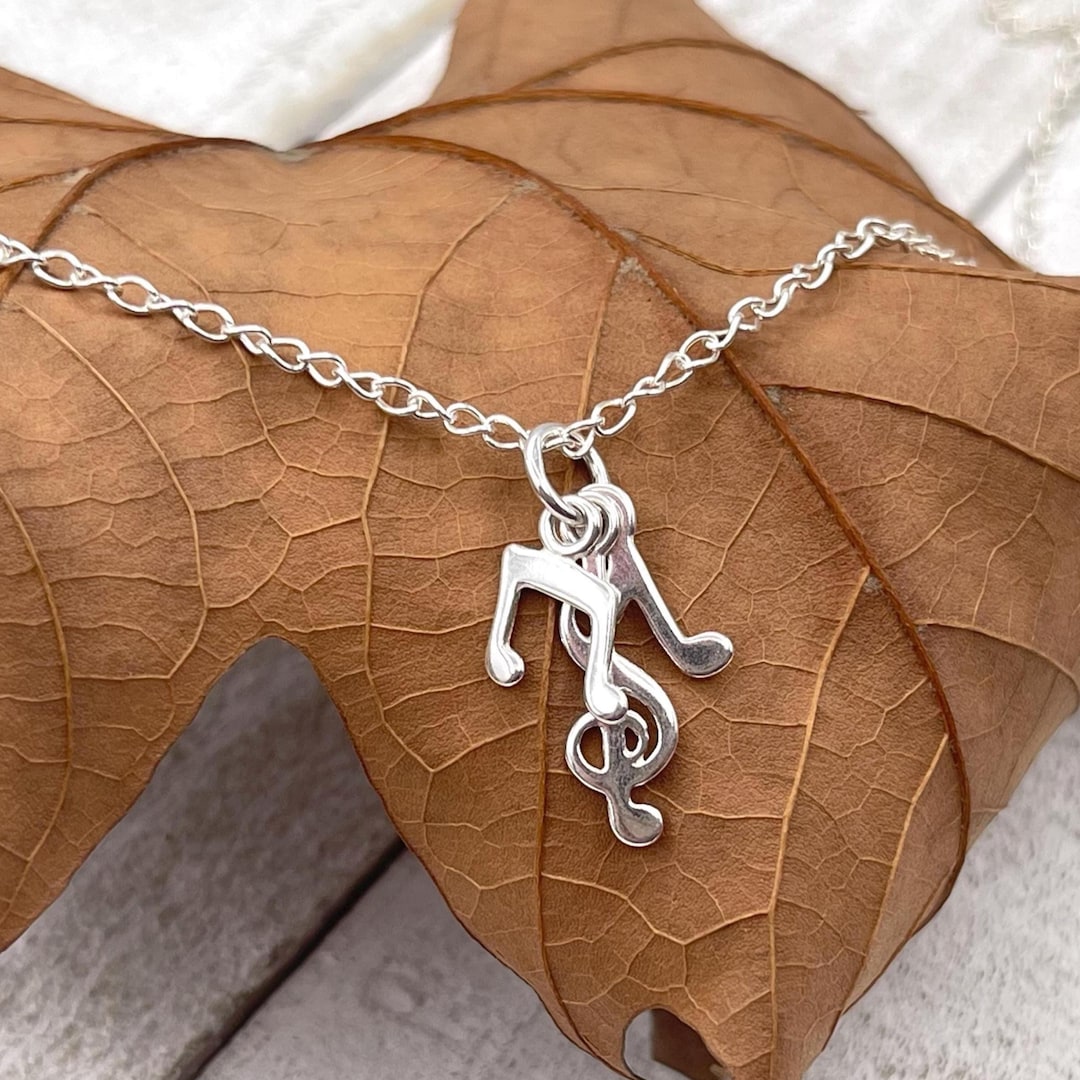 Silver Musical Note Treble Clef Charm Pendant Necklace, Music Lover ...