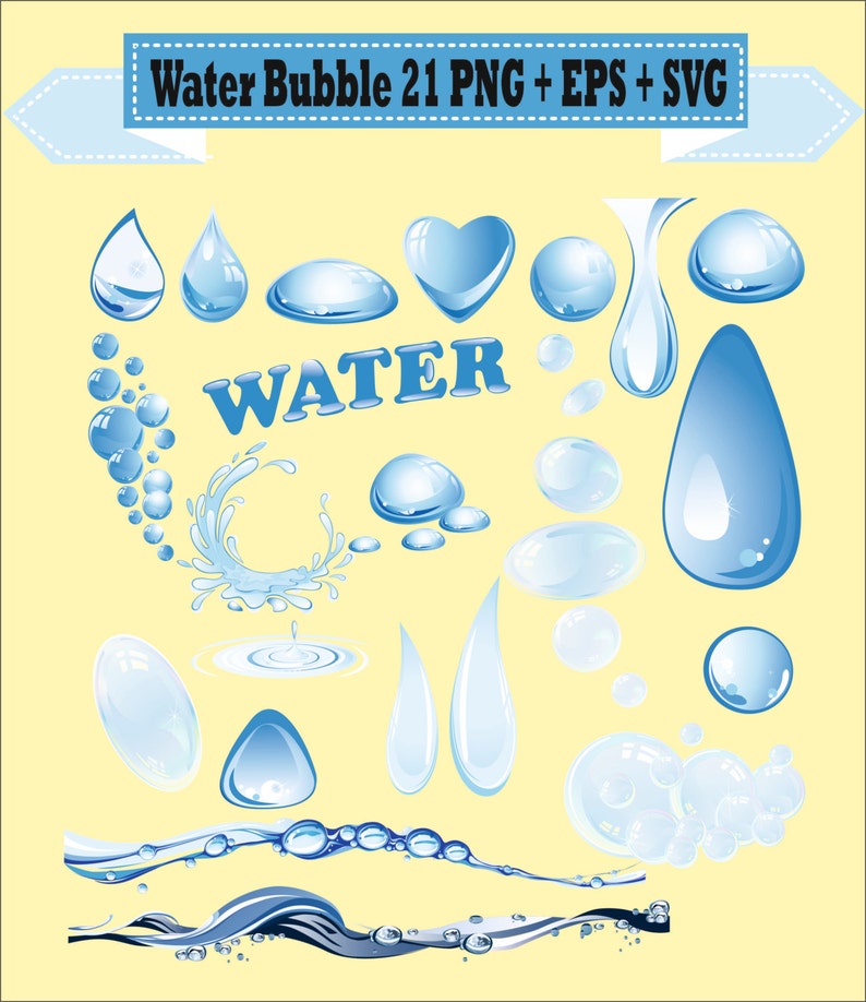 Water Drop Bubble Drops Clipart Fresh Sparkling Vector EPS SVG | Etsy