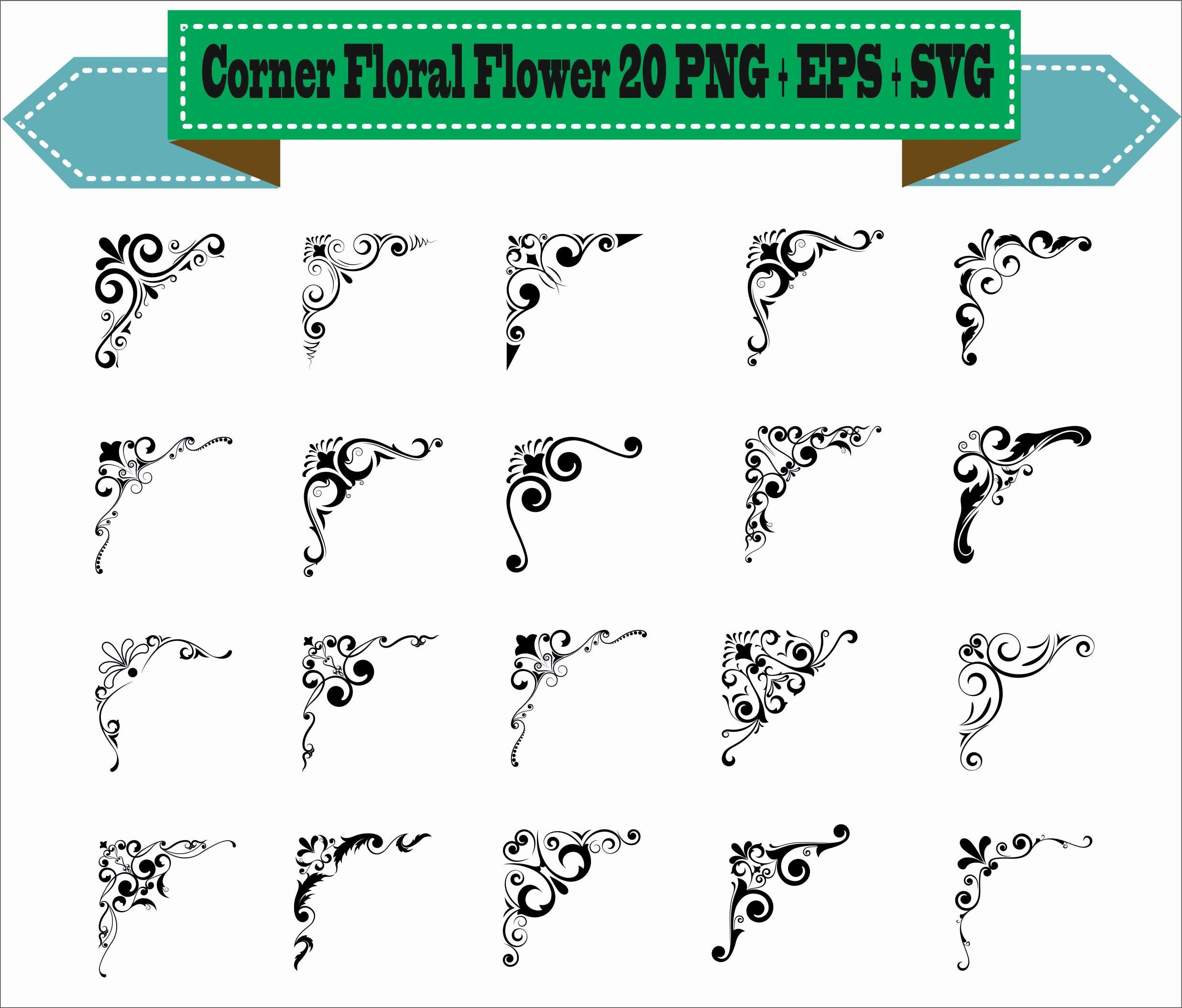 Vintage Floral Corner Border Png