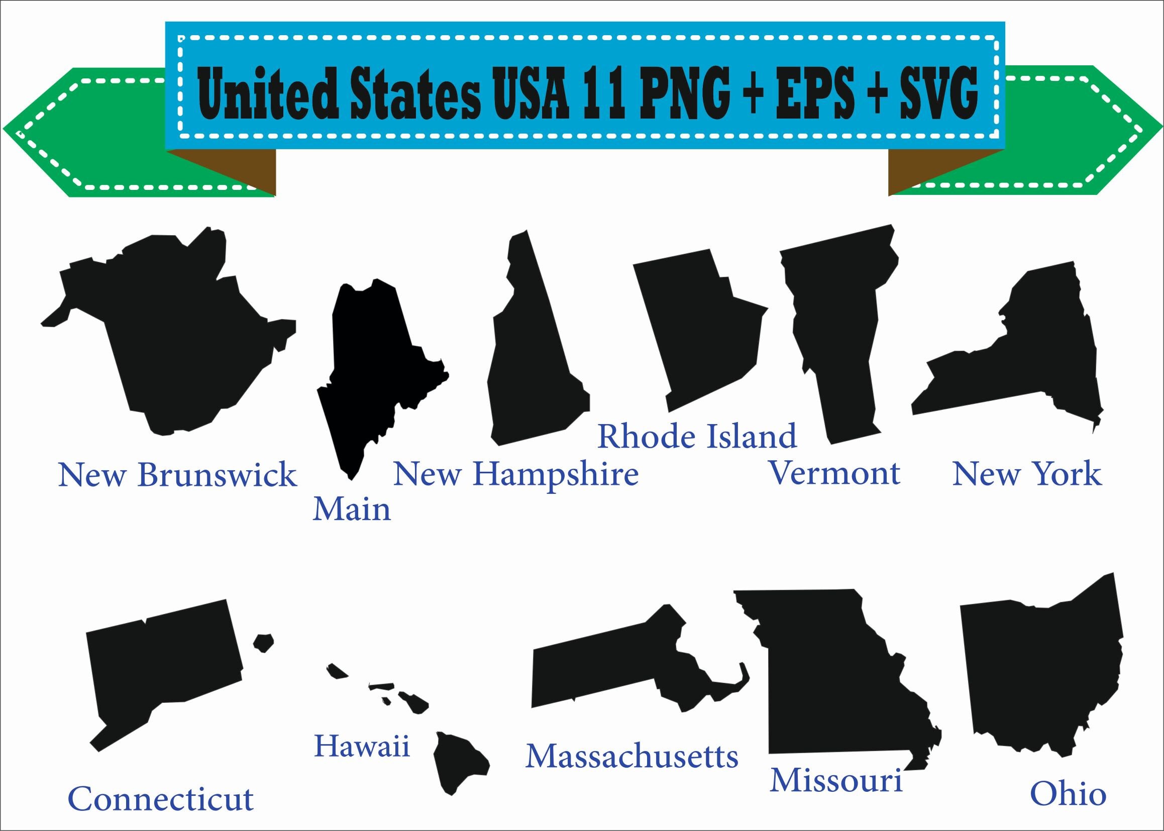 America United States USA State Map Hawaii Silhouette Vector Clipart ...