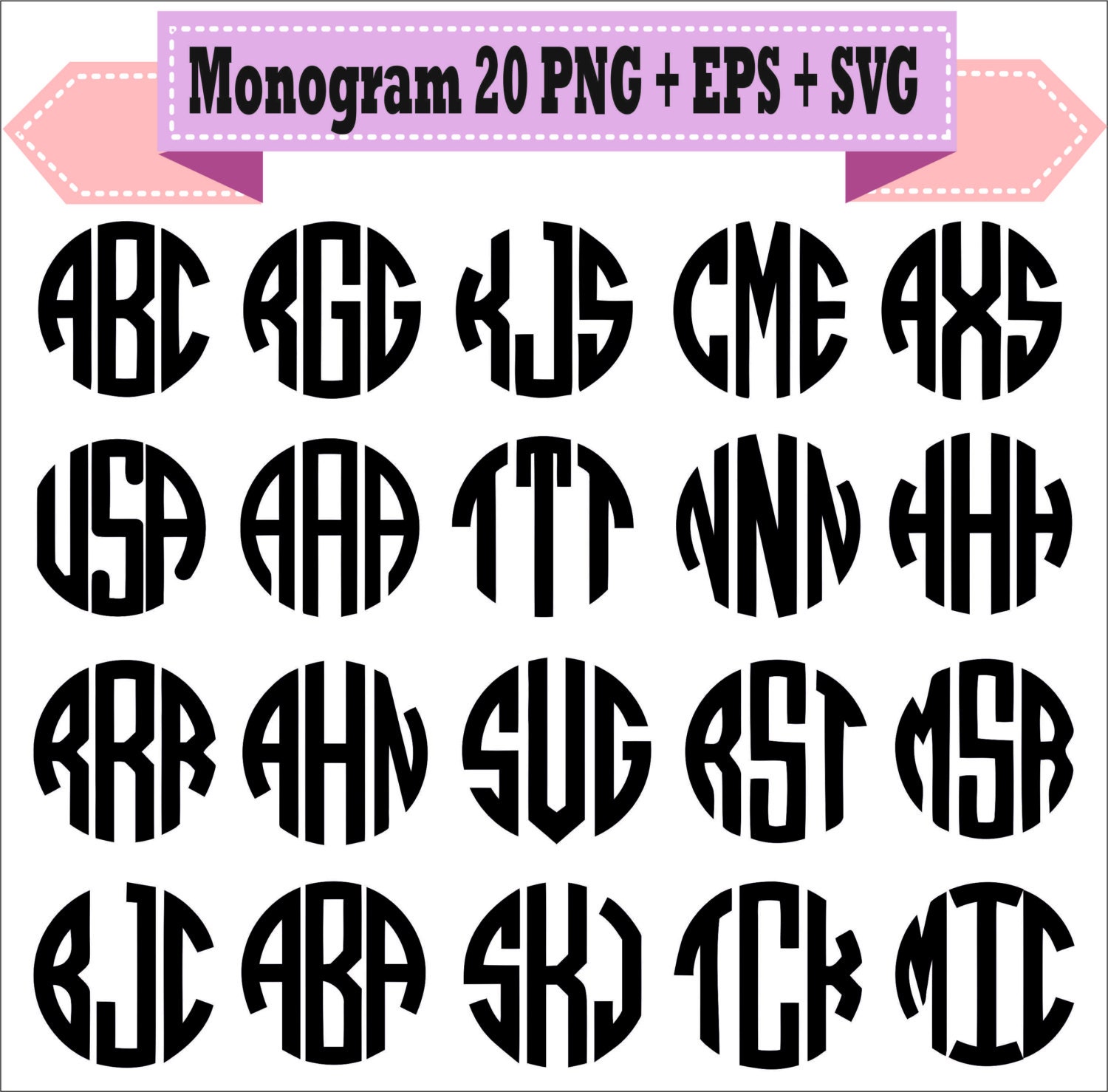 Monogram Mega Pack Circle Monogram Designs Play Pack Silhouette Vector ...