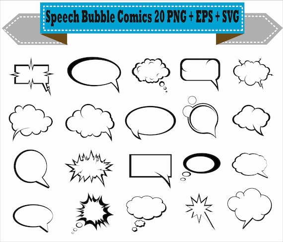 Craft Supplies & Tools Collage Comics Book Text SVG Speech Bubble SVG ...