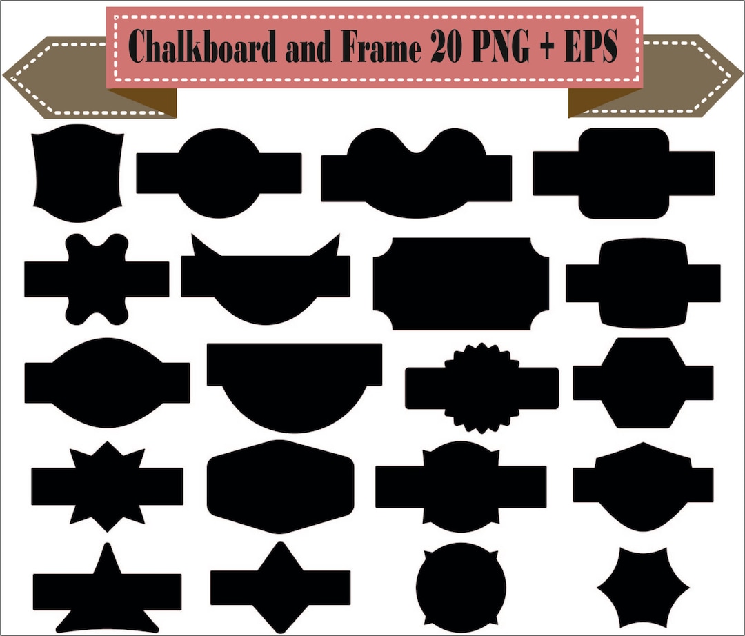 Chalkboard Frame Badges Vintage Label Motif Shapes Pack Silhouette ...
