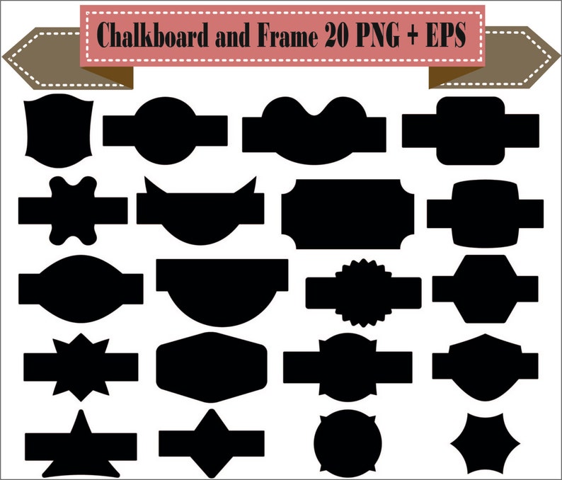 Chalkboard Frame Badges Vintage Label Motif Shapes Pack Silhouette ...