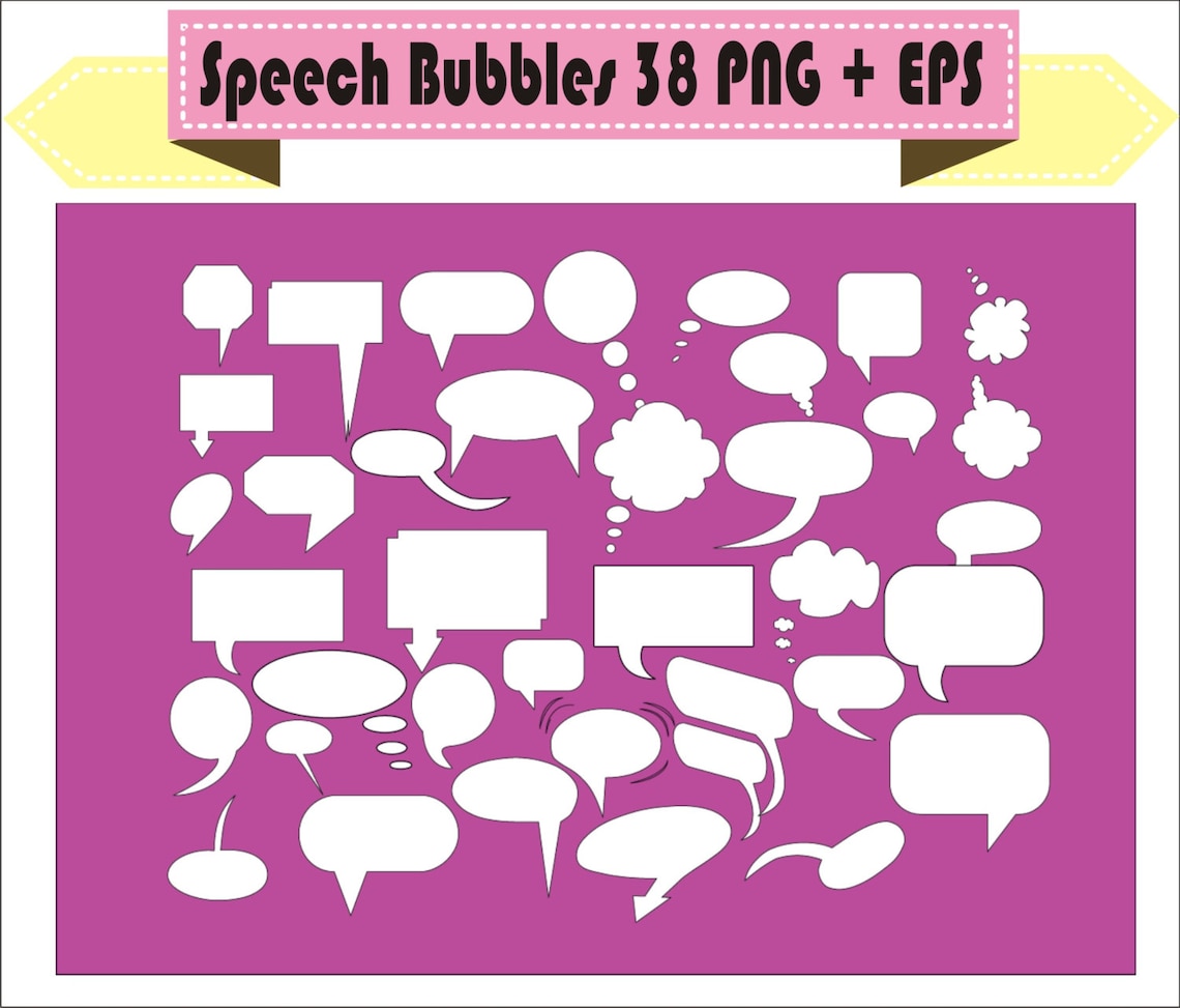 Speech Bubbles Vector Clipart PNG EPS Digital Files - Etsy